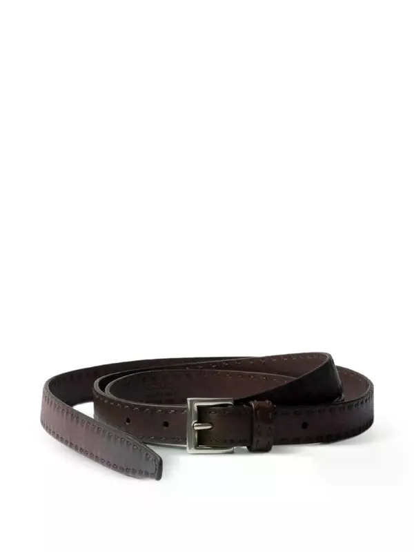 Prada Antiqued Leather Belt - Brown