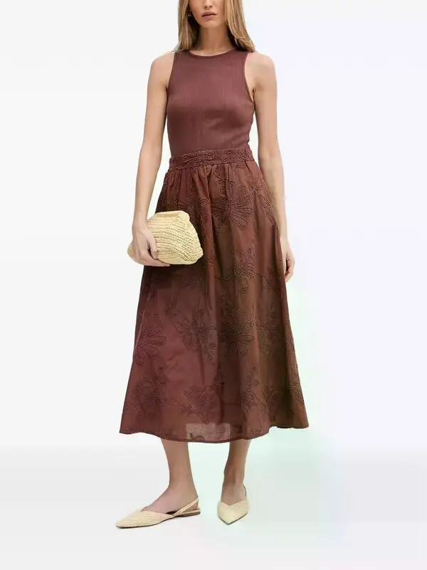 BENETTON Embroidered Sleeveless Midi Dress