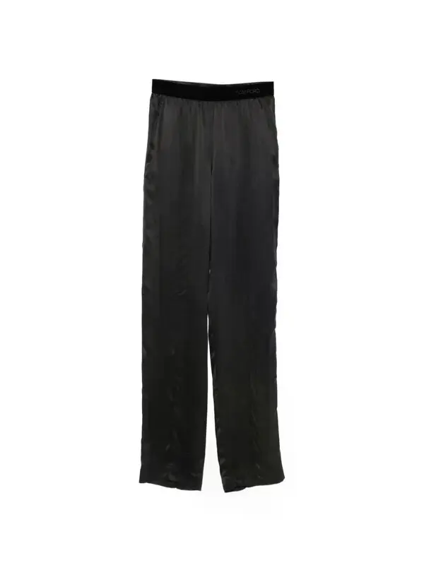 TOM FORD Satin Finish Logo Waistband Trousers - Black