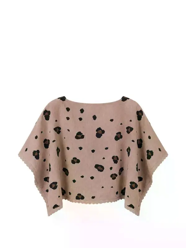ORSINA Leopard-print Lace-trim Top