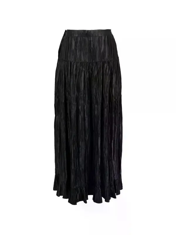 Emporio Armani Tiered Pleated Maxi Skirt - Black