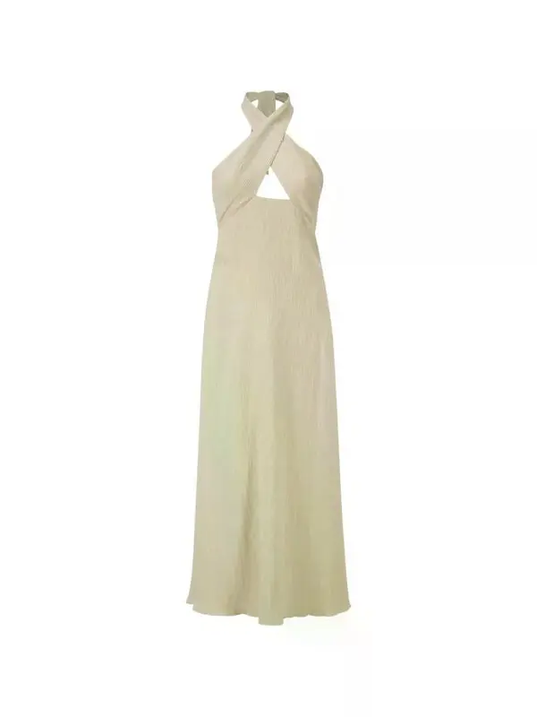Johanna Ortiz Light Heart Halterneck Crinkled-finish Midi Dress - Neutrals