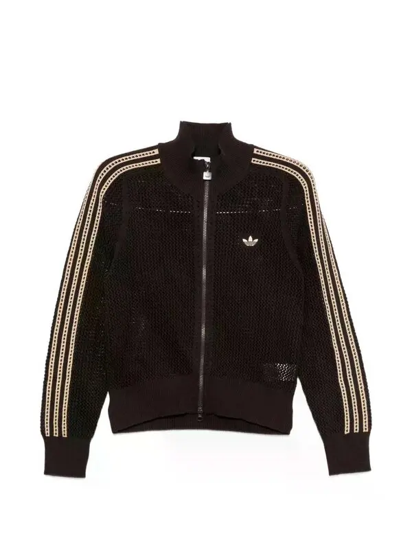 Adidas Stripe-detail Zip-up Cardigan - Brown