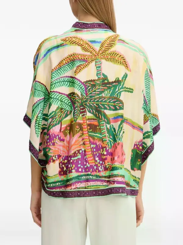 Lola Casademunt Sequin-embellished Tropical Print Kimono
