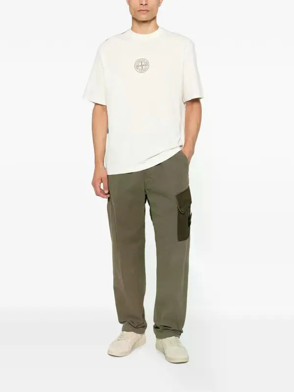 Stone Island Logo Patch Cotton Cargo Pants