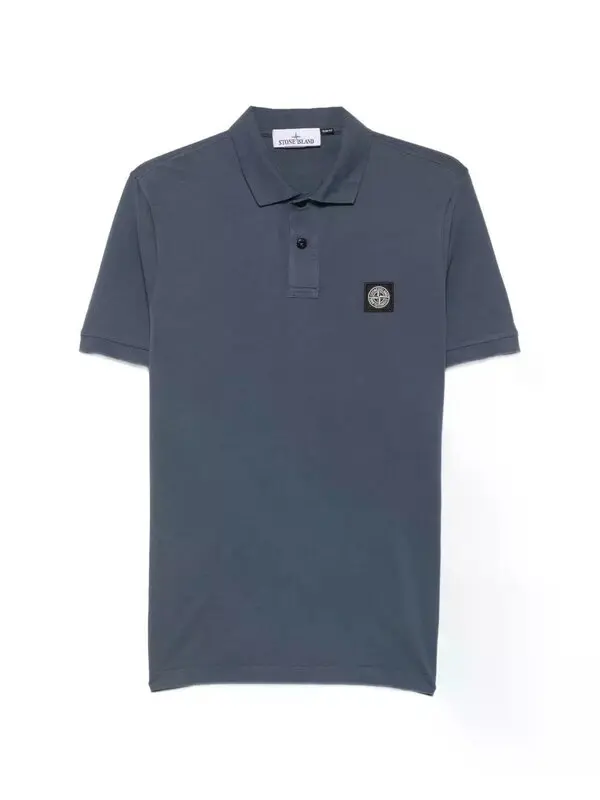 Stone Island Logo-patch Slim-fit Cotton Polo Shirt - Blue