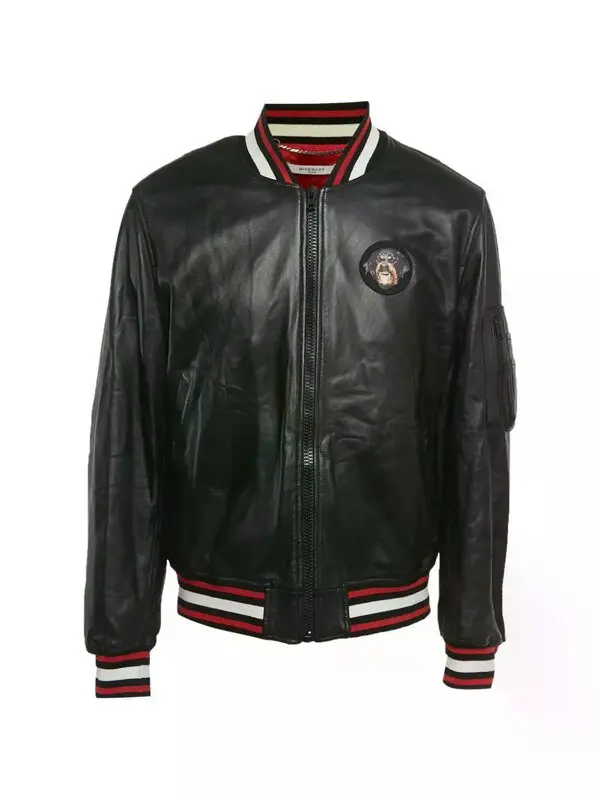 Givenchy Rottweiler Patch Leather Bomber Jacket