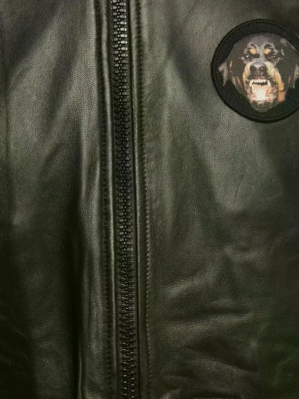Givenchy Rottweiler Patch Leather Bomber Jacket