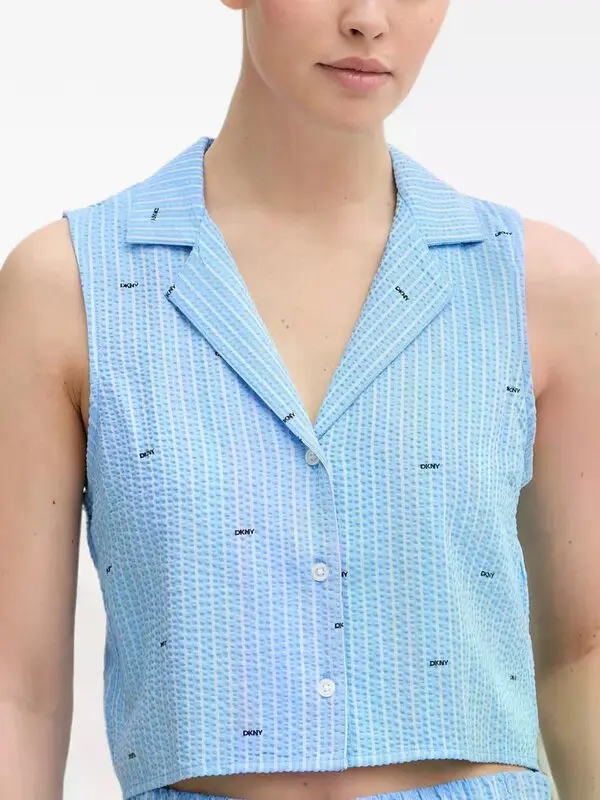 Dkny Logo-print Seersucker Pajamas