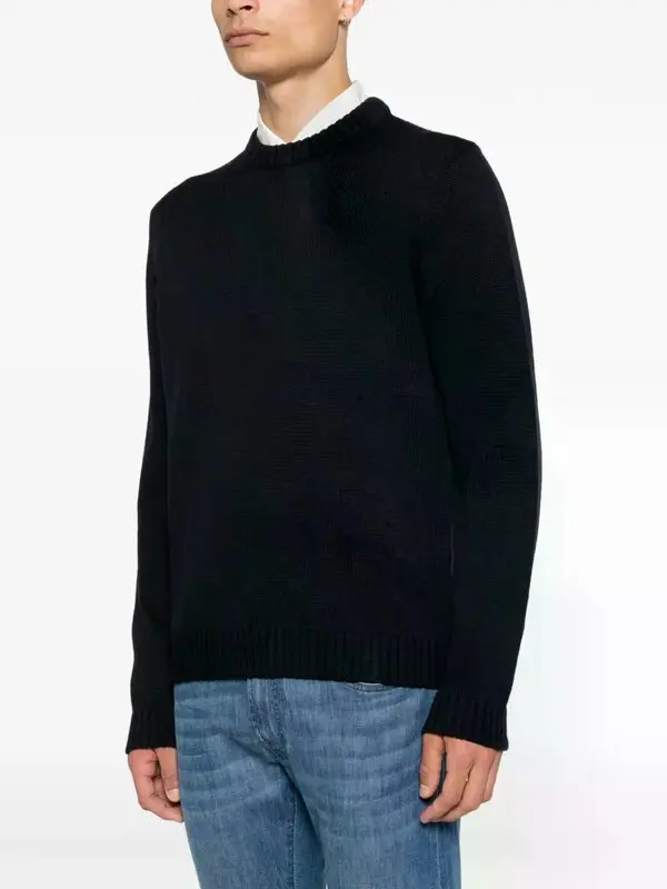 ZANONE Ribbed Knit Crew Neck Sweater - Blue