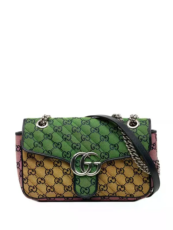 Gucci Multicolor Gg Marmont Matelassé Diagonal Gg Canvas Shoulder Bag