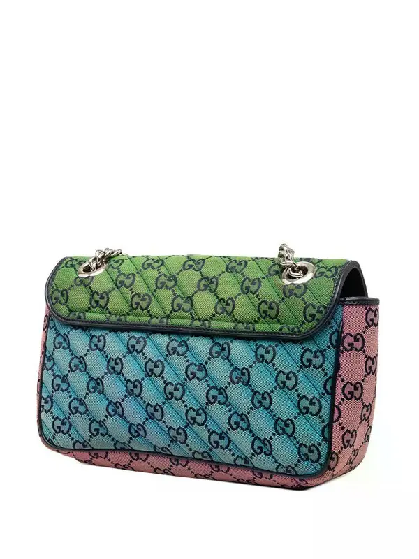 Gucci Multicolor Gg Marmont Matelassé Diagonal Gg Canvas Shoulder Bag