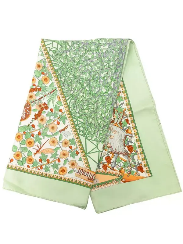 Hermès 1990-2010 Axis Mundi Silk Scarf 90 Scarves - Green