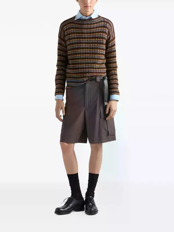 Prada Striped Wool Open-knit Sweater