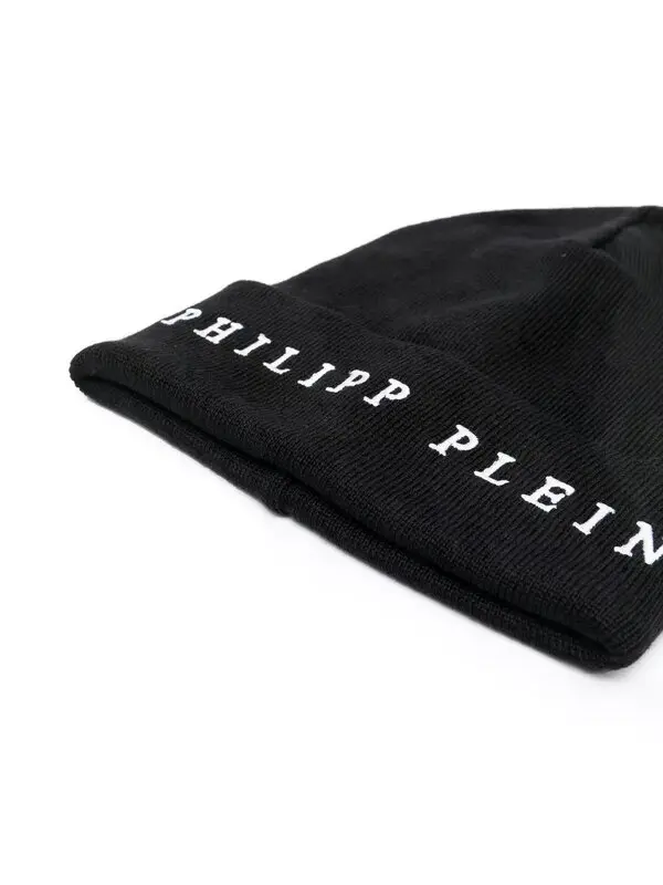 Philipp Plein Embroidered-logo Knit Beanie