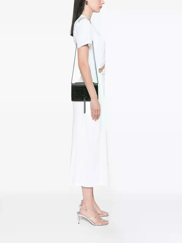 Saint Laurent Kate Tassel Croc Embossed Leather Shoulder Bag