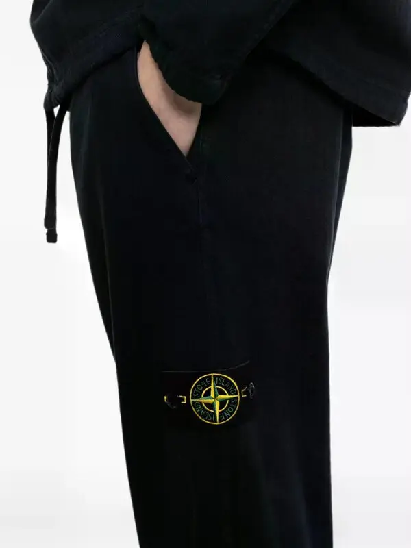 Stone Island Logo Patch Straight Leg Trousers