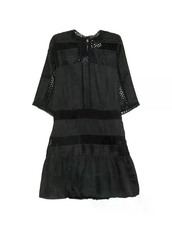 MARANT ETOILE Paige Guipure-lace Pintuck-detail Mini Dress - Black