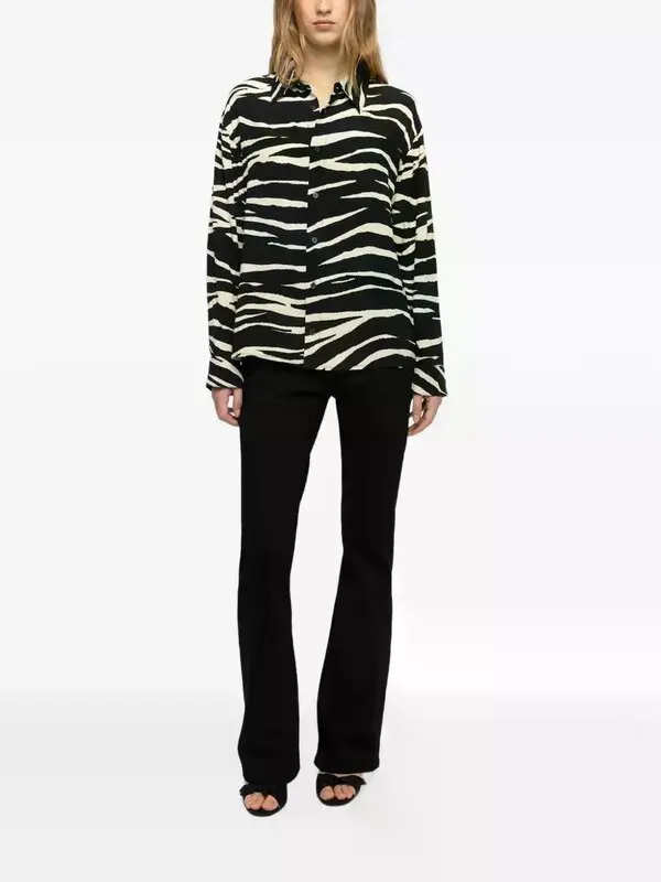 Zadig&Voltaire Tyrica Zebra-print Long-sleeve Shirt - Black