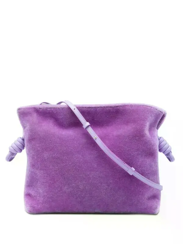 Loewe 2021 Medium Mohair Flamenco Knot Clutch Crossbody Bag - Purple