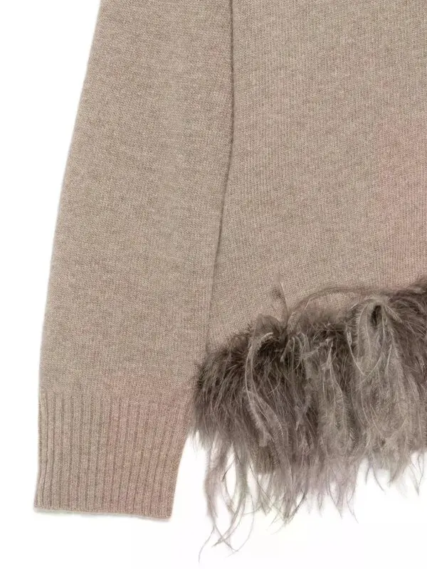 P.a.r.o.s.h Lestat Feather-trim Tied-back Cardigan