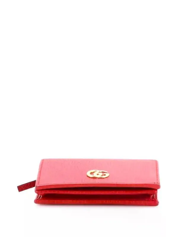 Gucci Gg Marmont Flap Case Leather Card Holder - Red