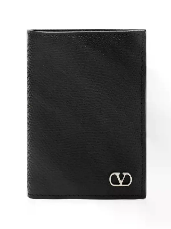 Valentino Garavani Vlogo Signature Grained Card Holder - Black