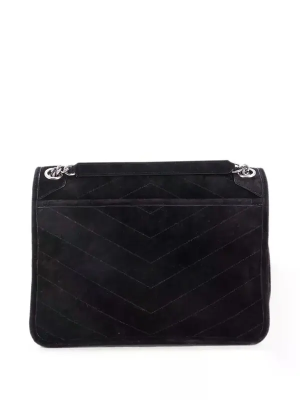 Saint Laurent Niki Chain Flap Bag Matelasse Chevron Suede Medium Shoulder Bag