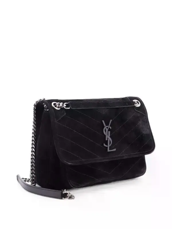 Saint Laurent Niki Chain Flap Bag Matelasse Chevron Suede Medium Shoulder Bag