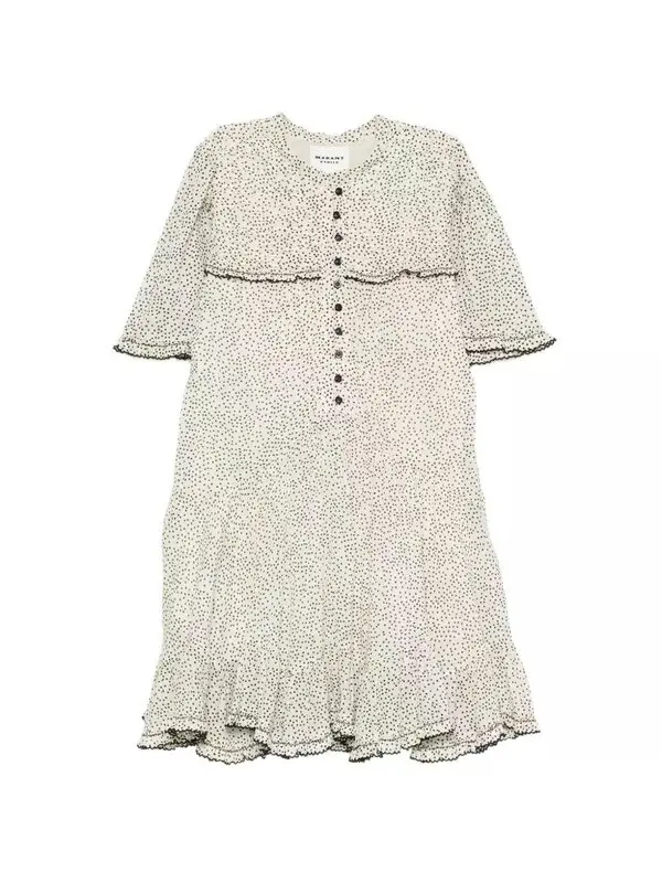 MARANT ETOILE Polka-dot Ruffled Mini Dress - Neutrals