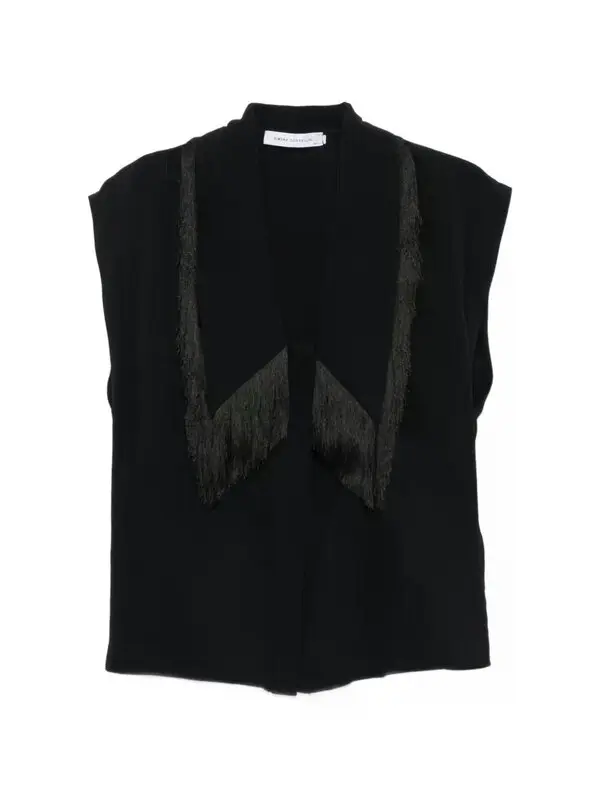 SIMONA CORSELLINI Fringe-trim Sleeveless Shirt - Black