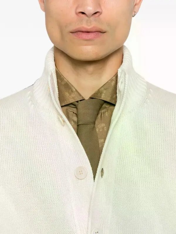 ZANONE Ribbed-knit High-neck Wool Cardigan - Neutrals