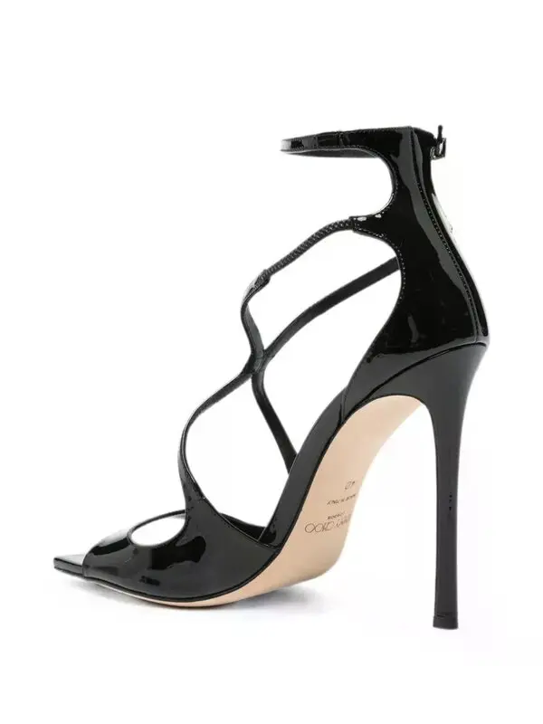 JIMMY CHOO Azia Patent-leather Heeled Sandals - Black