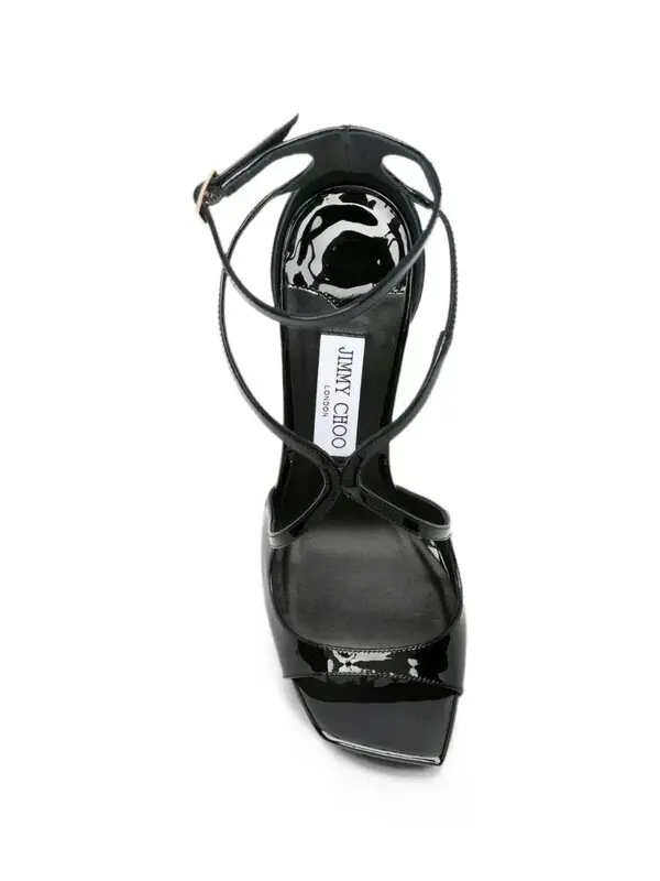 JIMMY CHOO Azia Patent-leather Heeled Sandals - Black