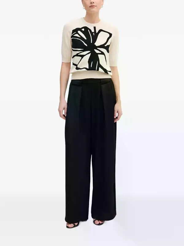 Dkny Floral-intarsia Short-sleeve Top