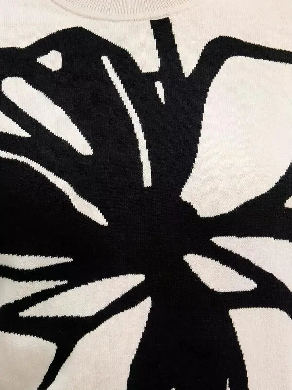 Dkny Floral-intarsia Short-sleeve Top