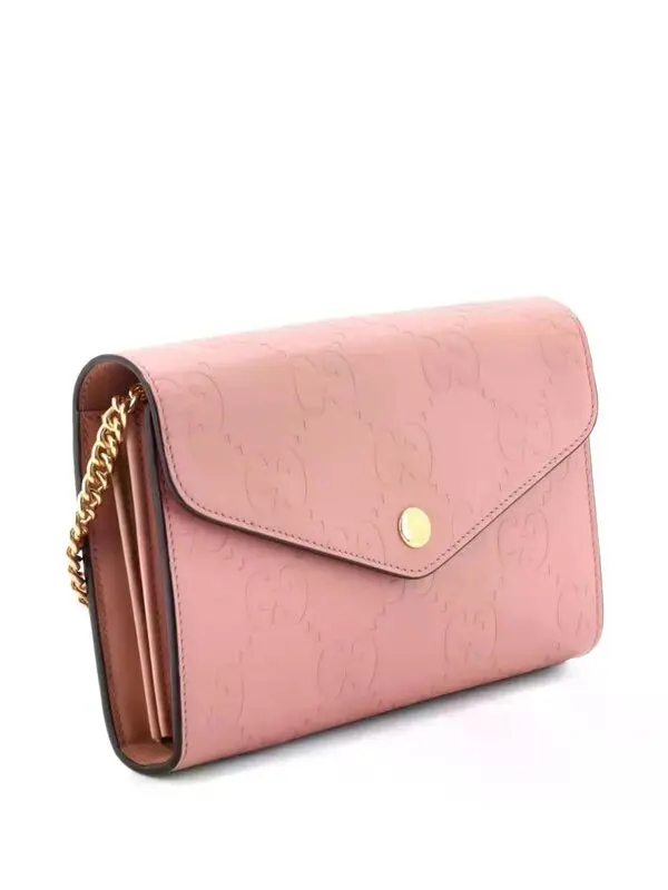 Gucci Envelope Wallet On Chain Guccissima Leather Shoulder Bag - Pink