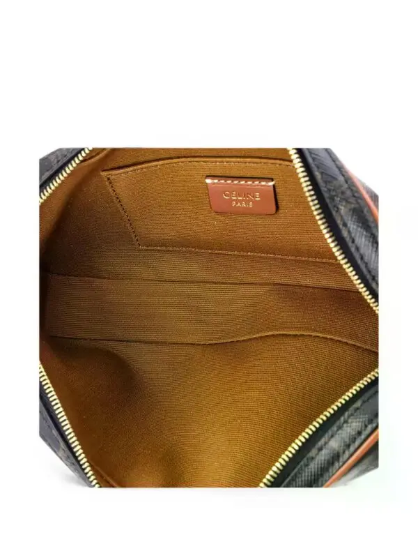 Celine Cuir Triomphe Camera Embroidered Triomphe Coated Canvas With Leather Small Shoulder Bag - Brown