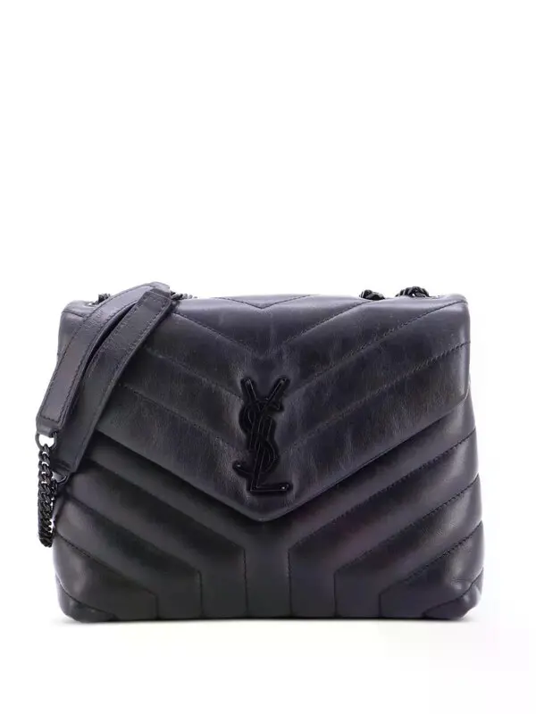Saint Laurent Small Loulou Matelassé Chevron Leather Shoulder Bag - Black