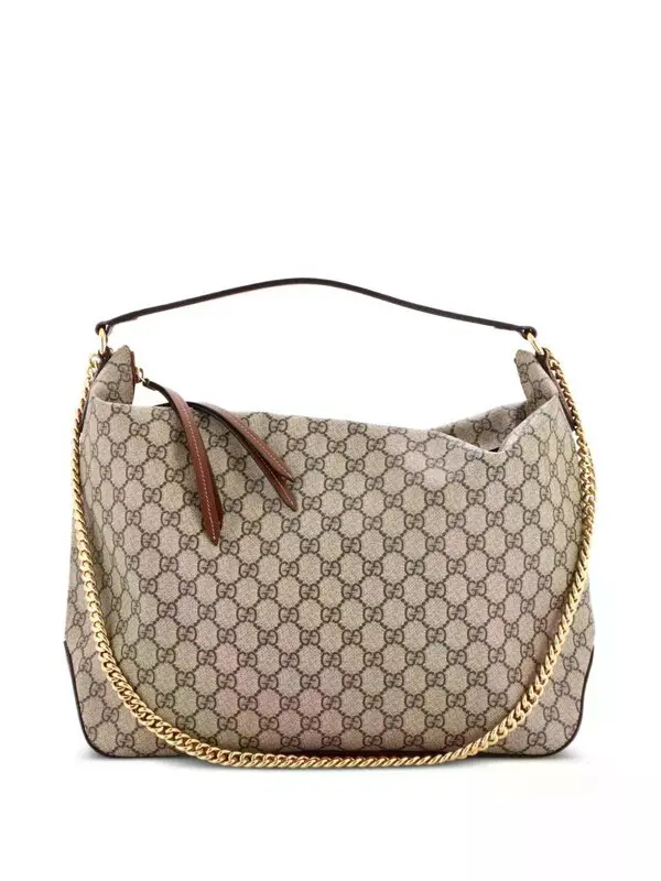 Gucci Chain Gg Coated Canvas Large Hobo Bag - Brown