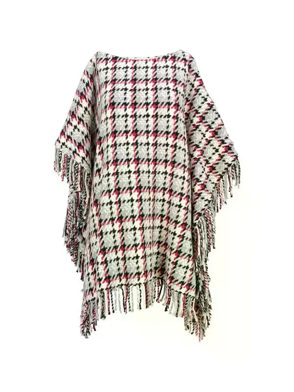 Ermanno Scervino Houndstooth-pattern Fringed Poncho