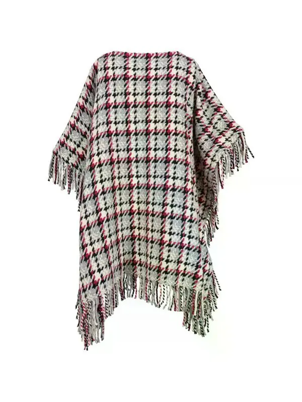 Ermanno Scervino Houndstooth Fringed Poncho