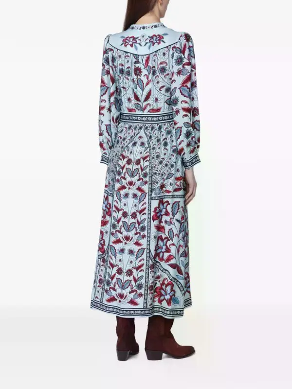 Farm Rio Marcelle Floral-print Belted Midi Dress - Blue