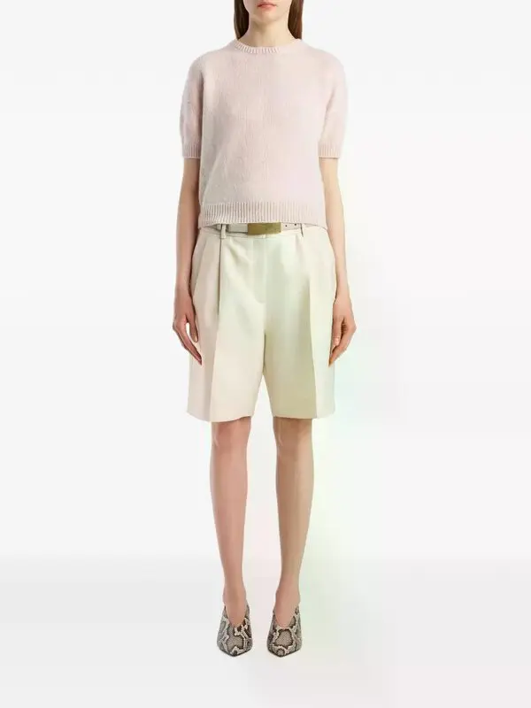 Khaite Cashmere Crewneck Short Sleeve Sweater - Pink