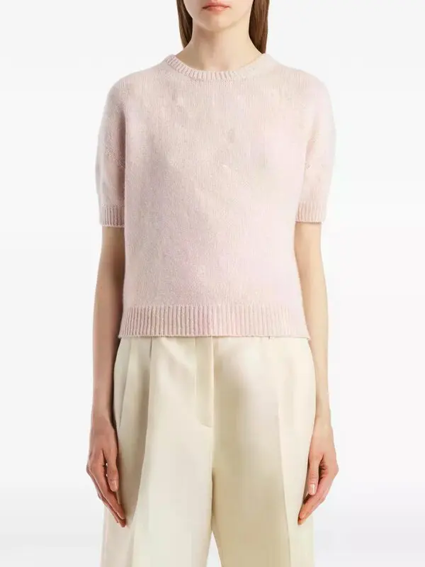 Khaite Cashmere Crewneck Short Sleeve Sweater - Pink