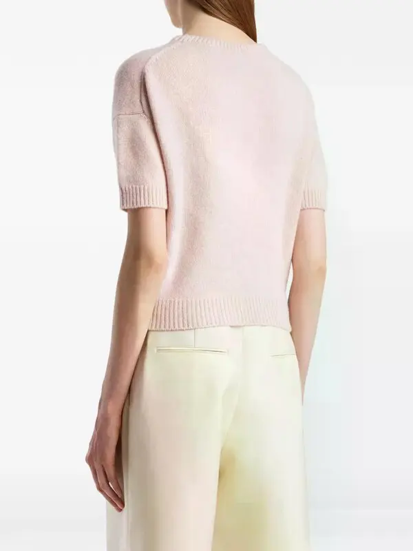Khaite Cashmere Crewneck Short Sleeve Sweater - Pink