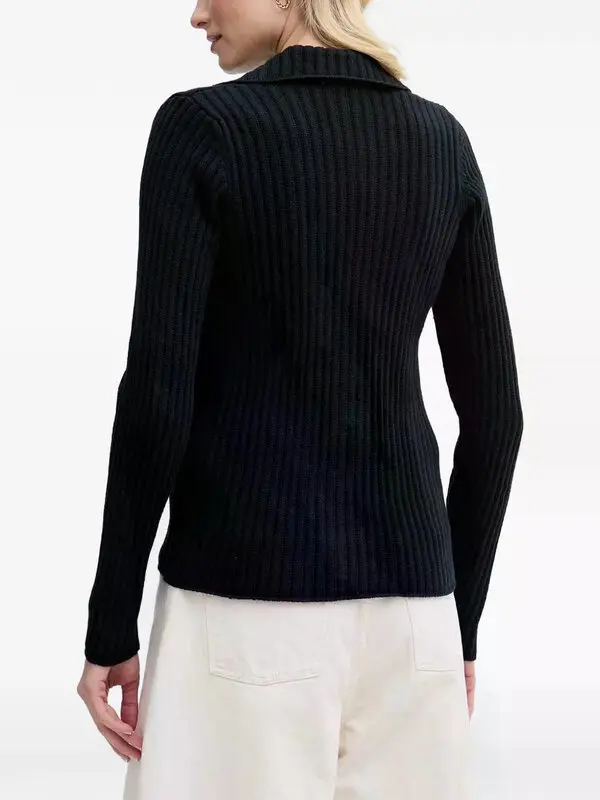 Dkny Ribbed Knit Spread Collar Cardigan
