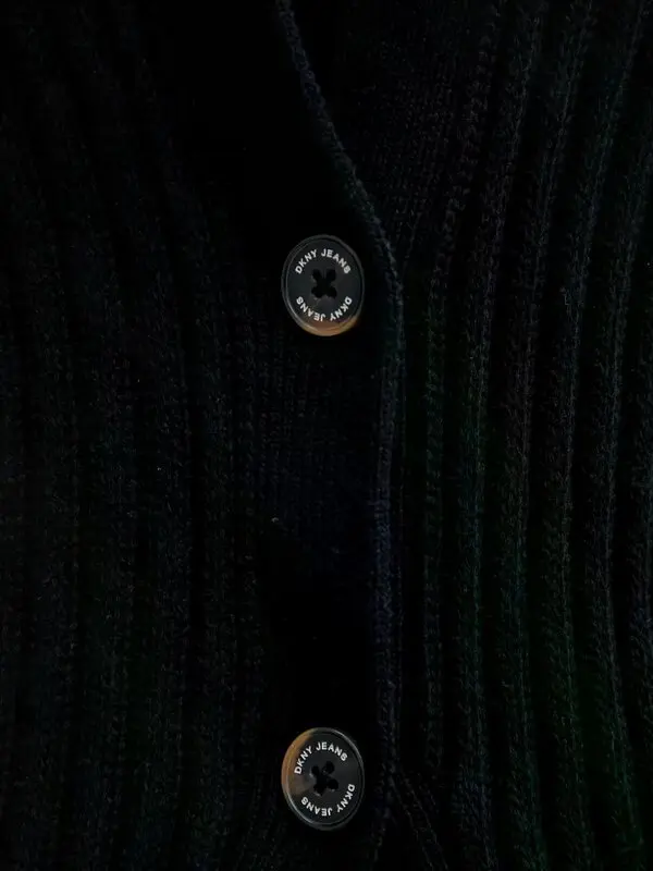 Dkny Ribbed Knit Spread Collar Cardigan