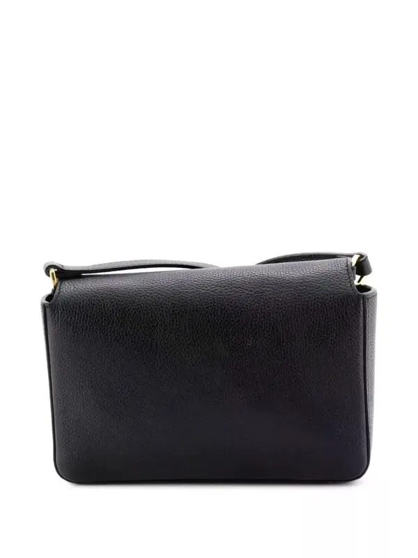 Burberry Hampshire Shoulder Bag Leather And Vintage Check Canvas Small Crossbody Bag - Black
