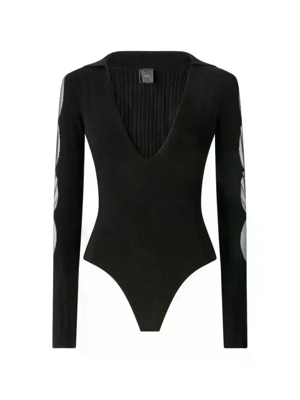 Pinko Ribbed Cut-out Bodysuit With V-neck